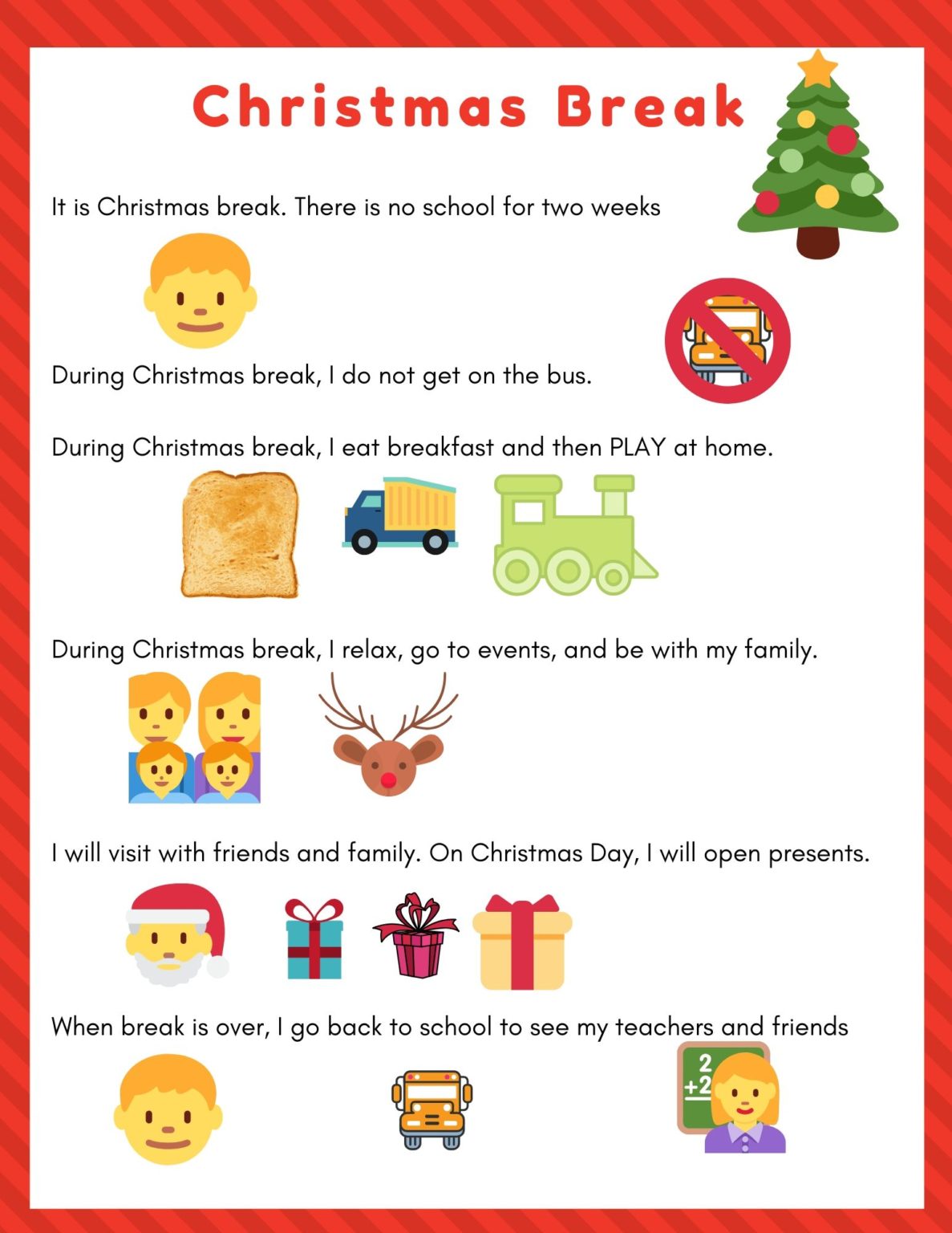 Christmas Break Social Story (Free Printables!) | Ish Mom
